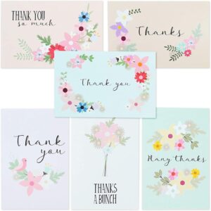 72 pack thank you postcards, floral note cards for wedding, bridal shower, baby shower, 4x6 in