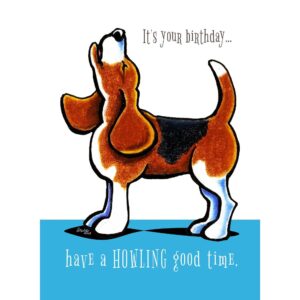 CafePress Beagle Howling Funny Birthday Greeting Cards Folded Greeting Card Matte