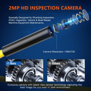 BlueFire Semi-Rigid Flexible Wireless Endoscope IP67 Waterproof WiFi Borescope 2 MP HD Resolutions Inspection Camera Snake Camera for Android and iOS Smartphone, iPhone, Samsung, iPad, Tablet (33FT)