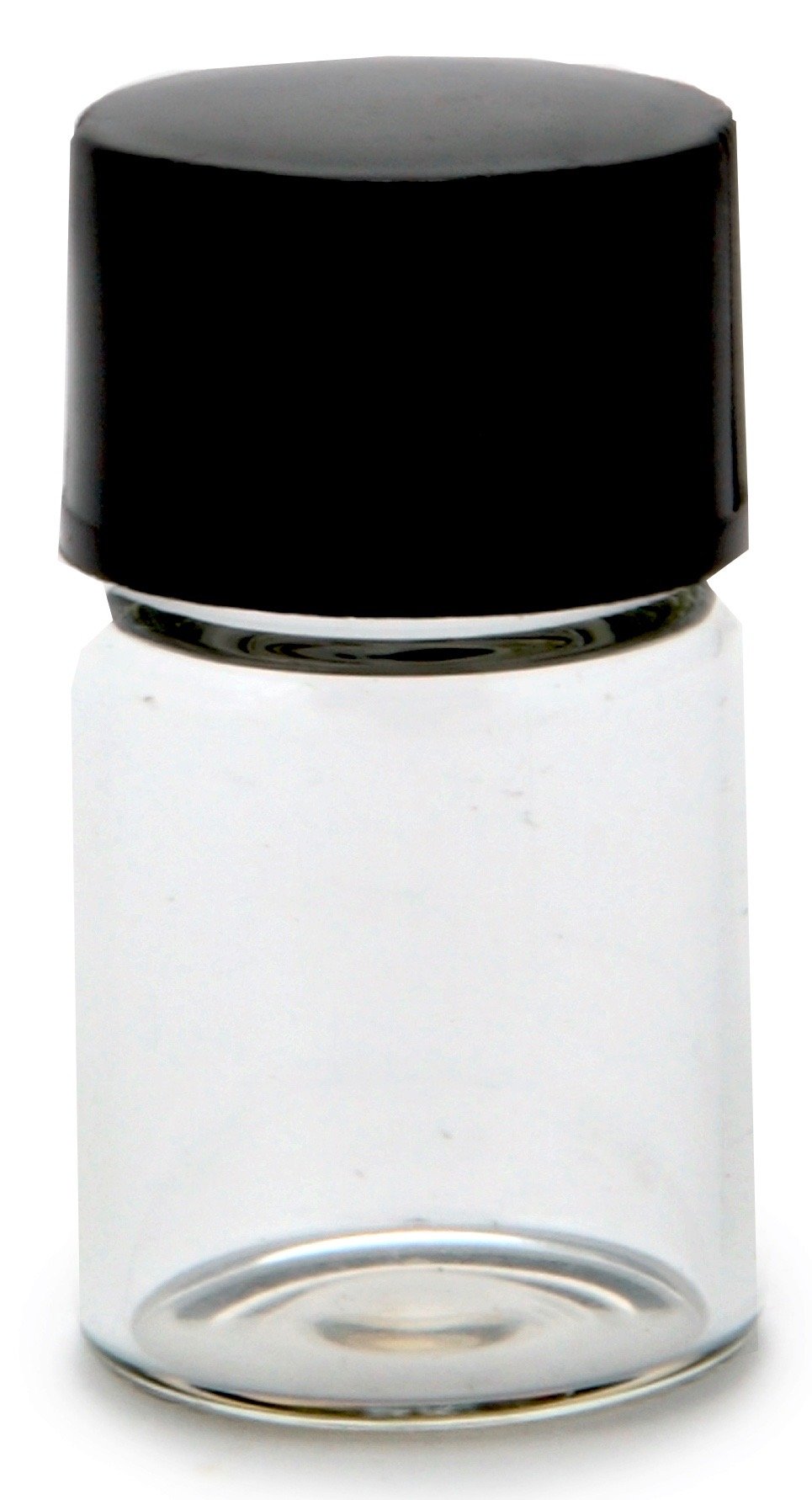 Vivaplex, 24, Clear, 1 ml (1/4 Dram) Glass Bottles, with Orifice Reducers and Black Caps