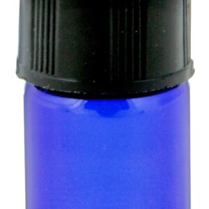 Vivaplex, 24, Cobalt Blue, 1 ml (1/4 Dram) Glass Bottles, with Orifice Reducers and Black Caps