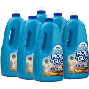 mop & glo multi-surface floor cleaner, lemon scent, 64 oz bottle, case of 6