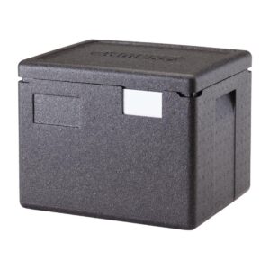 cambro cam gobox black plastic top loading half pan carrier - 15 2/5"l x 13"w x 12 2/5"h