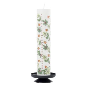 alison gardiner christmas advent candle 'holly and ivy' wax pillar 50 hours burn time made in england