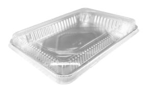 kitchendance disposable silver 13" x 9" x 2" aluminum cake pans with lids - 80 ounces rectangular baking pan perfect for cakes, casseroles - non stick pan for baking, storing, preparing food, 12 sets