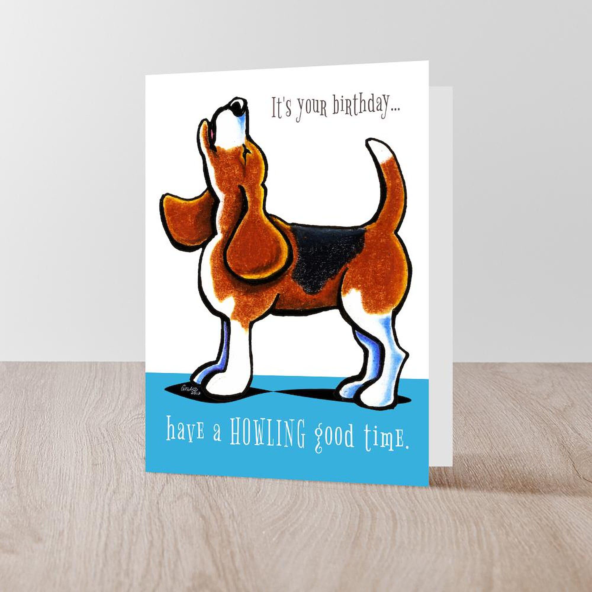 CafePress Beagle Howling Funny Birthday Greeting Cards Folded Greeting Card Matte