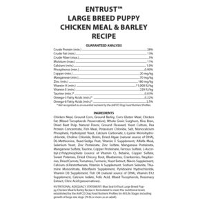 ENTRUST Large Breed Puppy Food | Real Chicken & Barley | Enriched with Super Foods, Antioxidants and Prebiotics | No Wheat or Soy | 20 Pound Bag