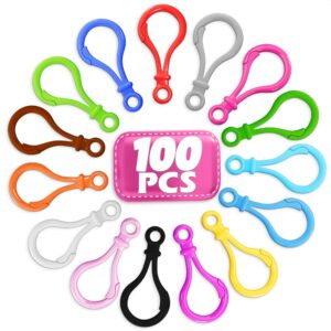 100 pcs plastic keychain clip - plastic lobster claw clasps backpack keychain rings plastic keychain clips for crafts - key chain hooks for crafts lanyard clips and hooks plastic keychains for crafts