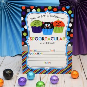 Spooktacular Halloween Cupcake Birthday Party Invitations, 20 5x7 Fill In Cards with Twenty White Envelopes by AmandaCreation