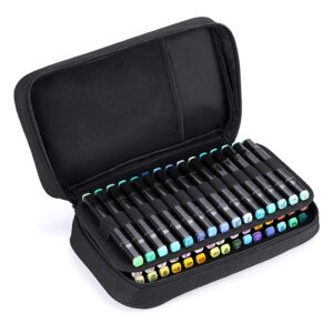 btsky art marker carrying case lipstick organizer-60 slots canvas zippered markers storage for prismacolor touch spectrum noir paint sharpie markers, empty wallet only (pink)