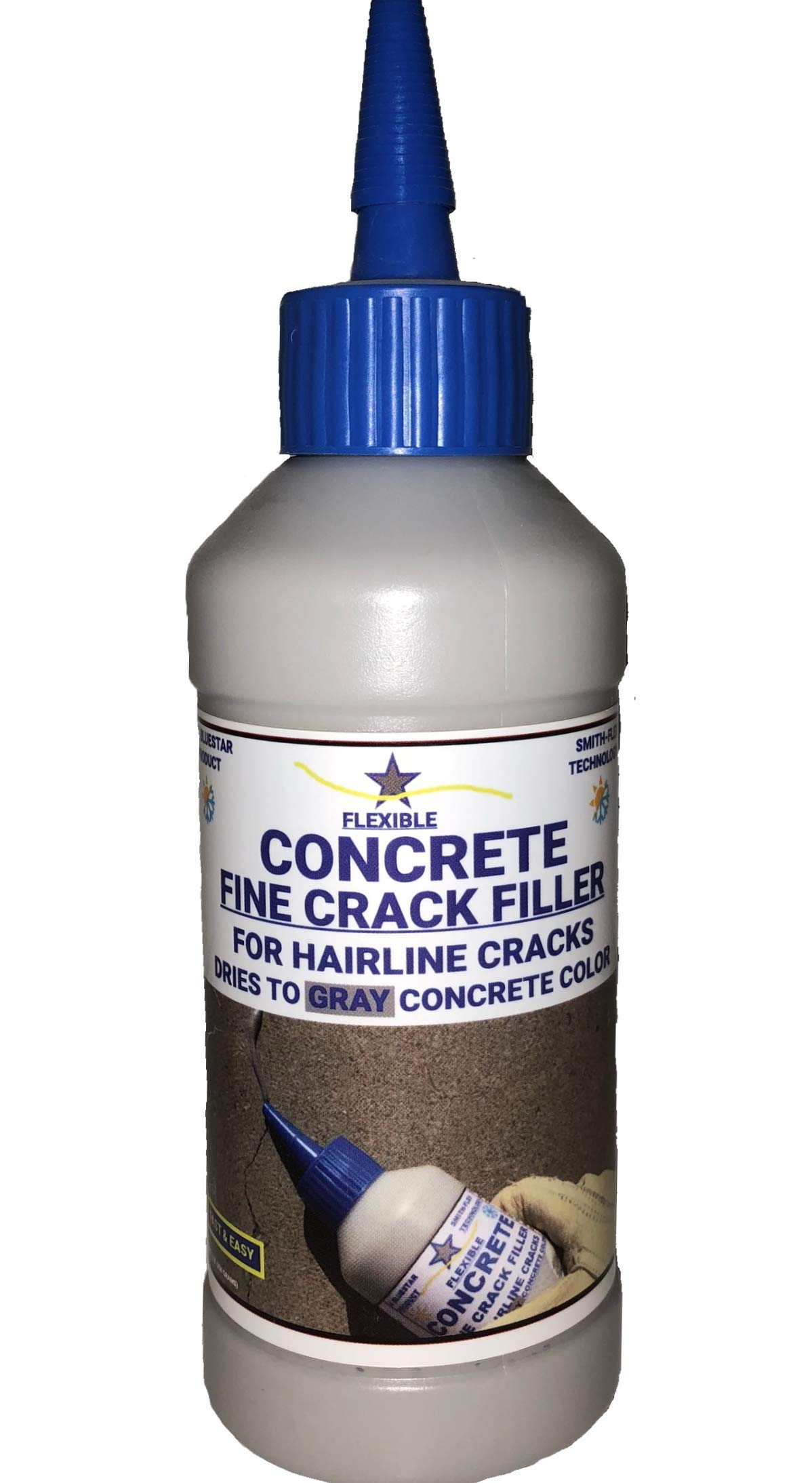 Bluestar Flexible Concrete Hairline Crack Filler (Gray), DIY- No Special Tools Needed. Fill Small Cracks in Concrete Driveways, Patios and Other Concrete Surfaces. 16 fl. oz. Bottle.