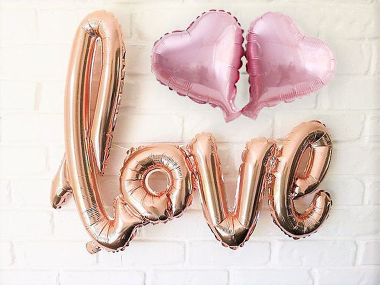 WULEEUPER Love Balloon Banner 42.5 Inches Handwriting Letter Giant Celebration Balloon Romantic Wedding Bridal Shower Anniversary Engagement Party Decoration (Champagne-Gold)