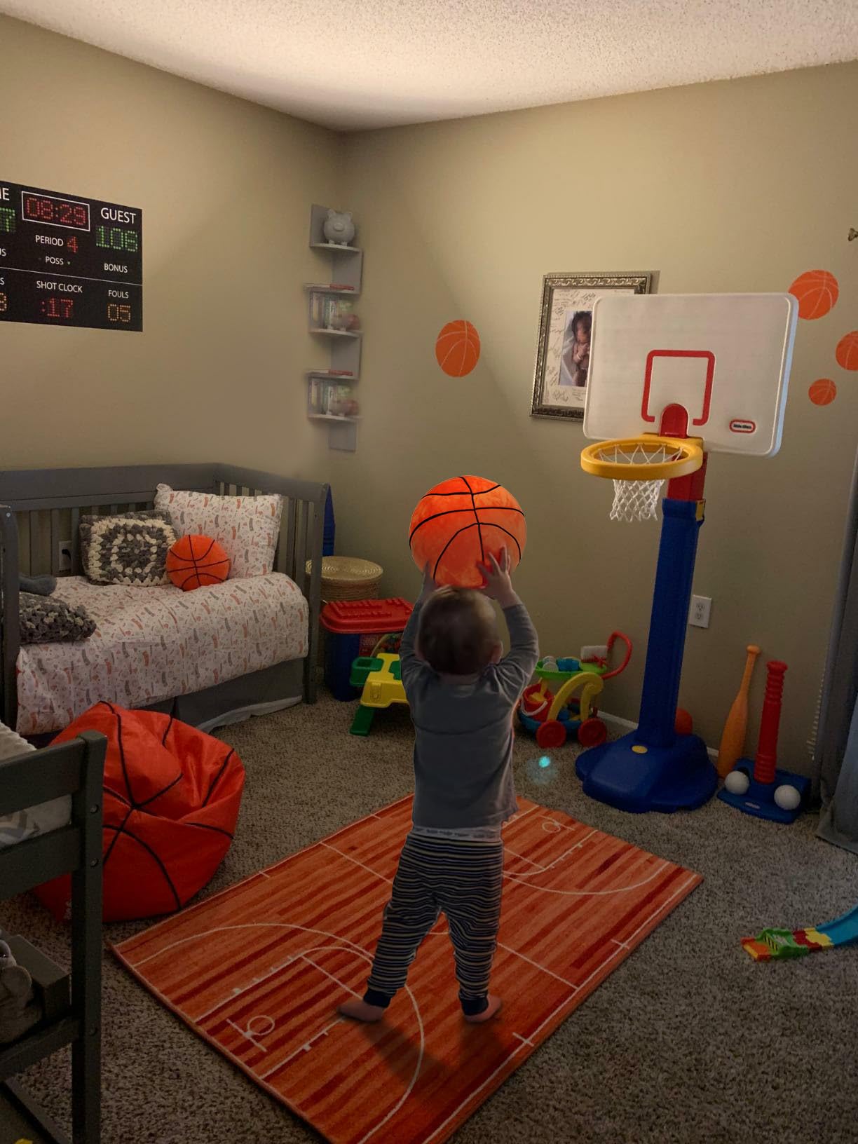 T play Basketball Plush Baby Room: Soft Boys Stuffed Sports Ball Pillow - Throw Decor Toys 1-3 Year Old