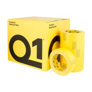 q1 - 1-1/2 inch (36mm x 55m) premium high performance automotive yellow masking tape - high temperature - case of 24 rolls