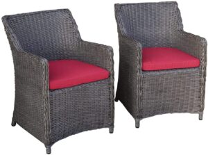 sea island wicker ct-m-1-sp (ct-m-1) patio lounge chair set with red cushion