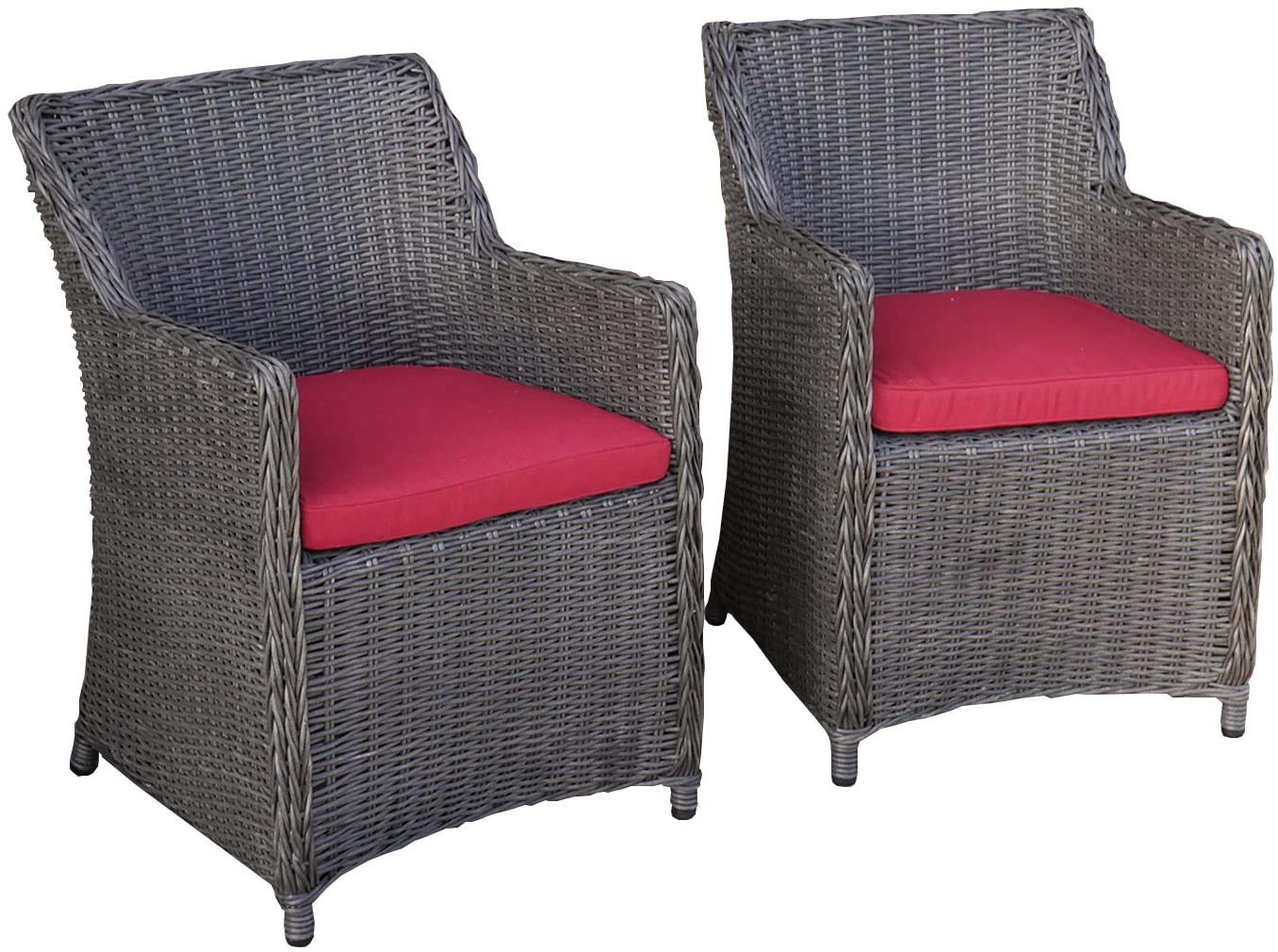 Sea Island Wicker CT-M-1-SP (CT-M-1) Patio Lounge Chair Set with Red Cushion