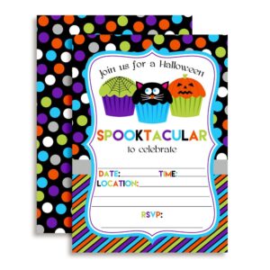 spooktacular halloween cupcake birthday party invitations, 20 5x7 fill in cards with twenty white envelopes by amandacreation