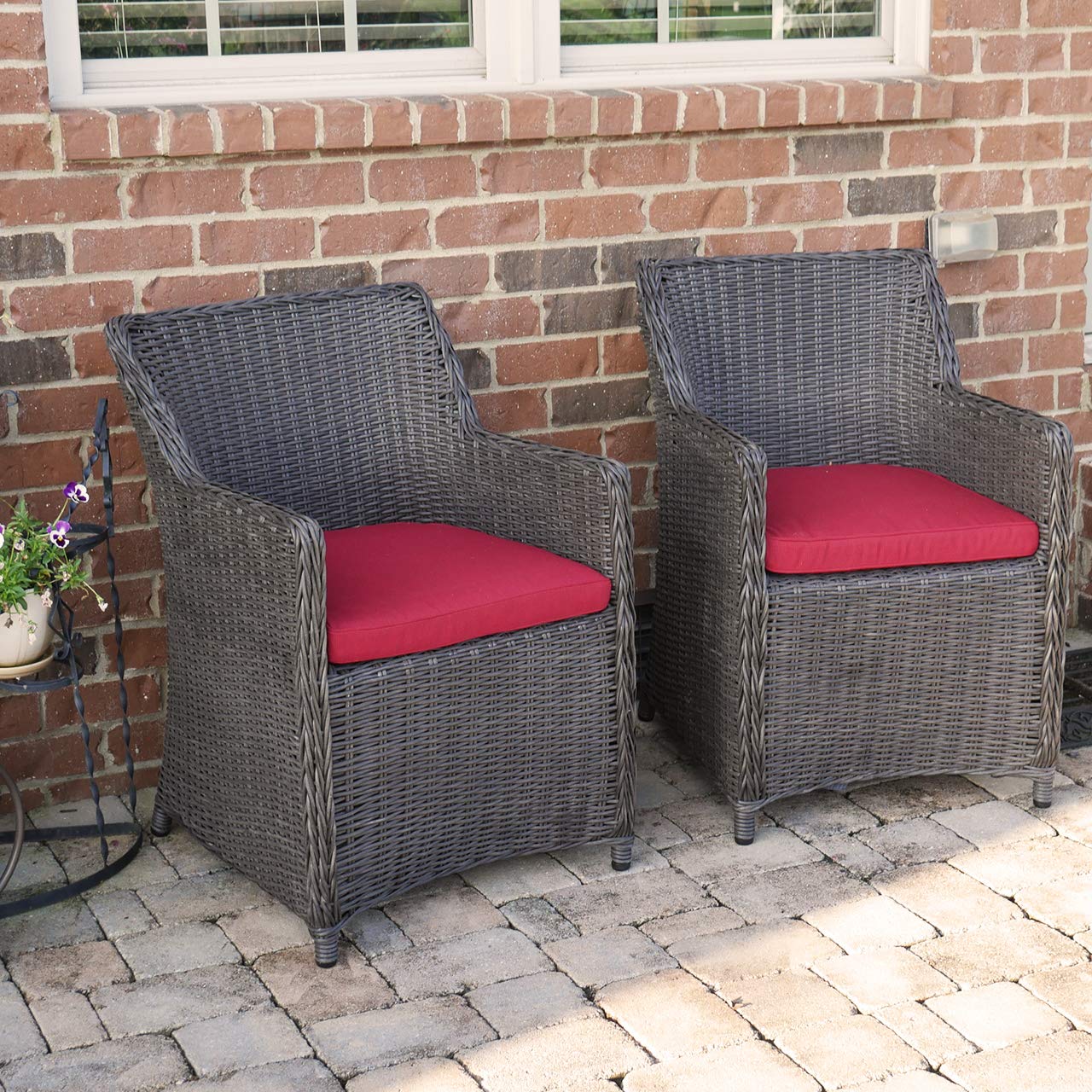 Sea Island Wicker CT-M-1-SP (CT-M-1) Patio Lounge Chair Set with Red Cushion