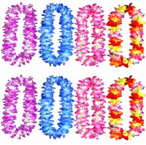 8 pcs thicken 41 inch hawaiian leis, 4 color lei for graduation party, dance party, photo prop in outdoors (8 pcs 4 color)