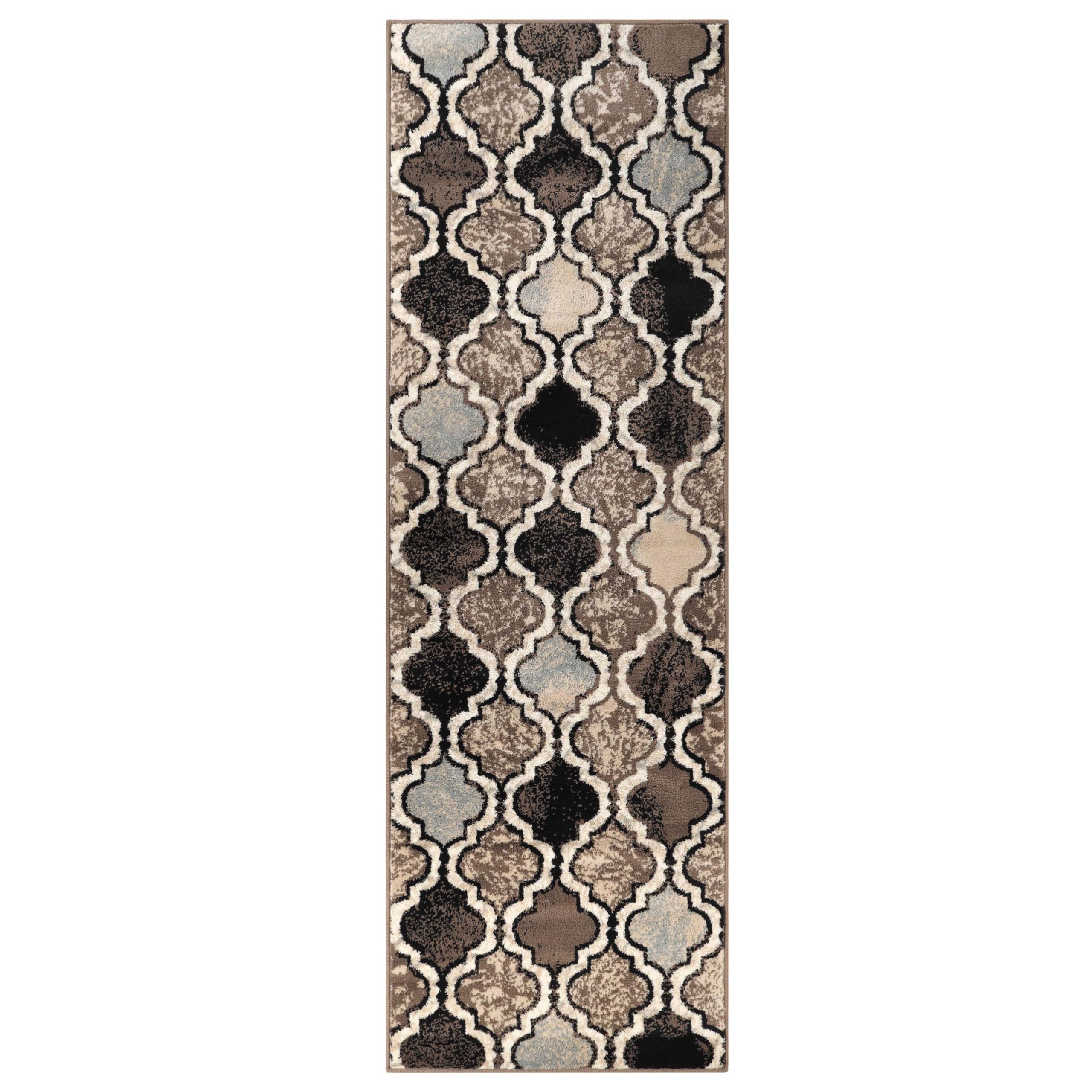 Superior Indoor Area Runner, Jute Backed, Perfect for Hallway, Living/ Dining Room, Bedroom, Office, Kitchen, Entryway, Modern Geometric Trellis Floor Decor, Viking Collection, 2' x 11', Ivory