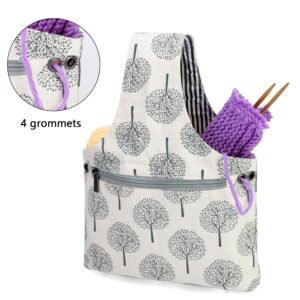 Teamoy Knitting Tote Bag(L12.2 x W7.5), Travel Project Wrist Bag for Knitting Needles(up to 11 Inches), Yarn and Crochet Supplies,Perfect Size for Knitting on The Go (Small, Tree)