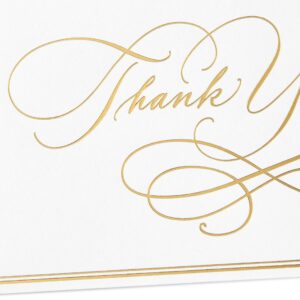 Hallmark Thank You Cards Assortment, Gold Foil Scroll (50 Thank You Notes with Envelopes for Wedding, Bridal Shower, Baby Shower, Business, Graduation)