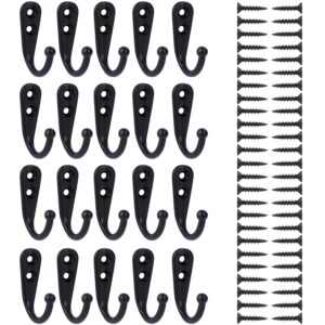 eboot 20 pieces wall mounted hook robe hooks single coat hanger and 50 pieces screws (black)