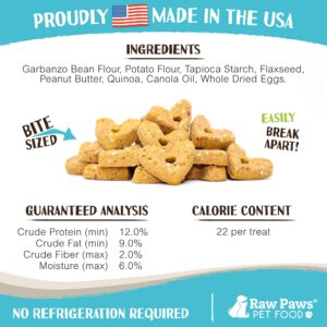 Raw Paws Grain-Free Biscuits for Dogs - Peanut Butter Recipe, 10-oz - Crunchy Dog Treats Made in USA - Corn, Wheat & Soy Free PB Dog Treats - Heart Shaped Puppy Biscuits - Peanut Butter Dog Biscuits