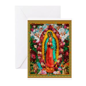 cafepress our lady of guadalupe greeting cards greeting card (20-pack), note card with blank inside, birthday card matte