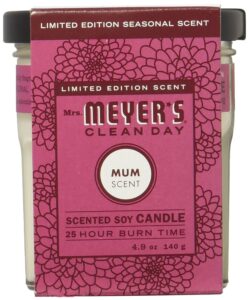 mrs. meyer’s clean day scented soy candle, mum scent, 4.9 ounce candle (4.9 ounce, pack of 1)