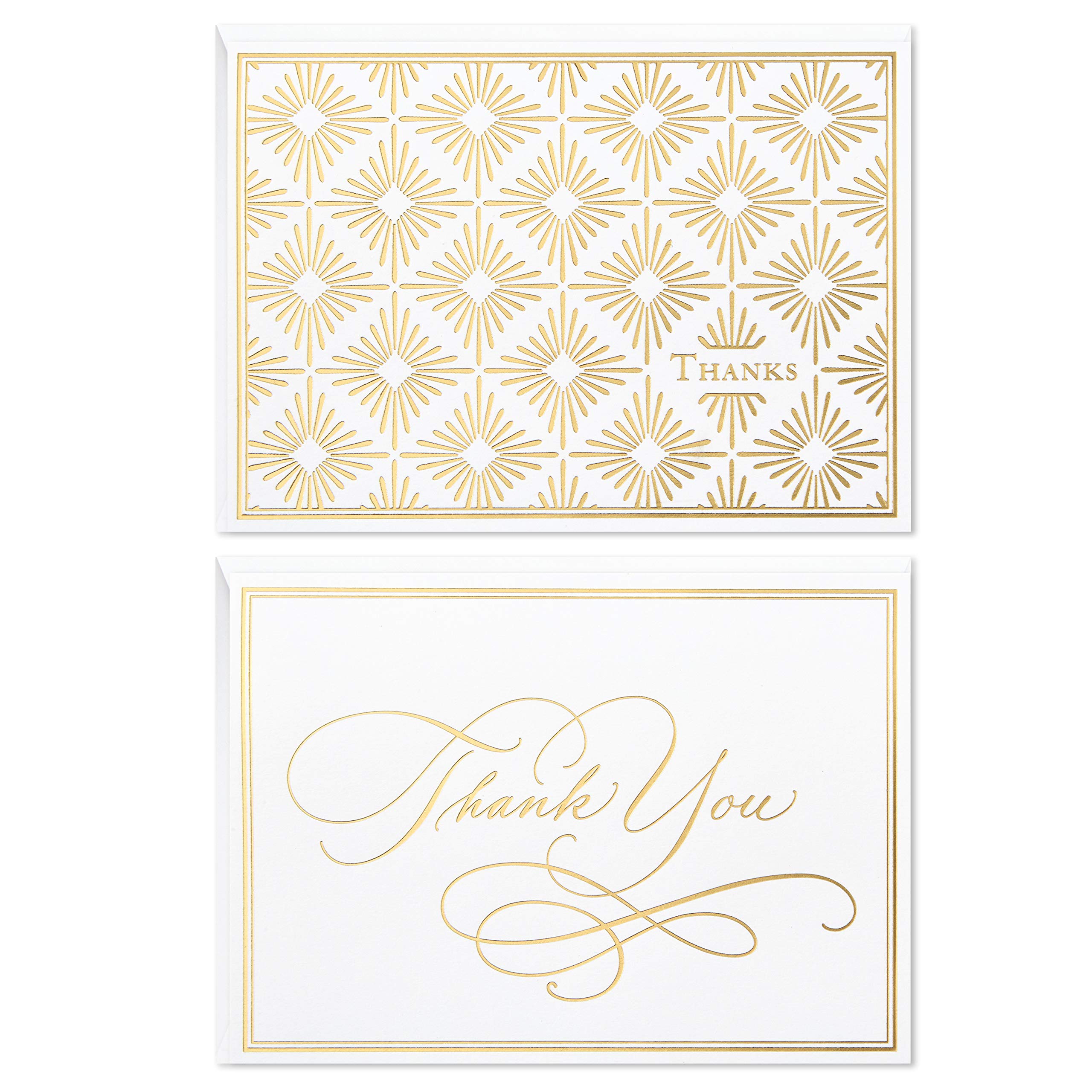 Hallmark Thank You Cards Assortment, Gold Foil Scroll (50 Thank You Notes with Envelopes for Wedding, Bridal Shower, Baby Shower, Business, Graduation)