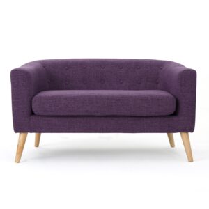 gdfstudio button back mid century fabric modern loveseat (muted purple)