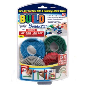 Build Bonanza BZ2M1-MC12/6 Self Adhesive Tape Works Building Block Tape, Blue/Red/Grey/Green, N/A