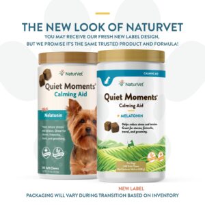 NaturVet Quiet Moments Calming Aid Melatonin Dog Supplement – Helps Reduce Stress in Dogs – for Pet Storm Anxiety, Fireworks, Motion Sickness, Grooming, Separation, Travel – 240 Ct. Chews