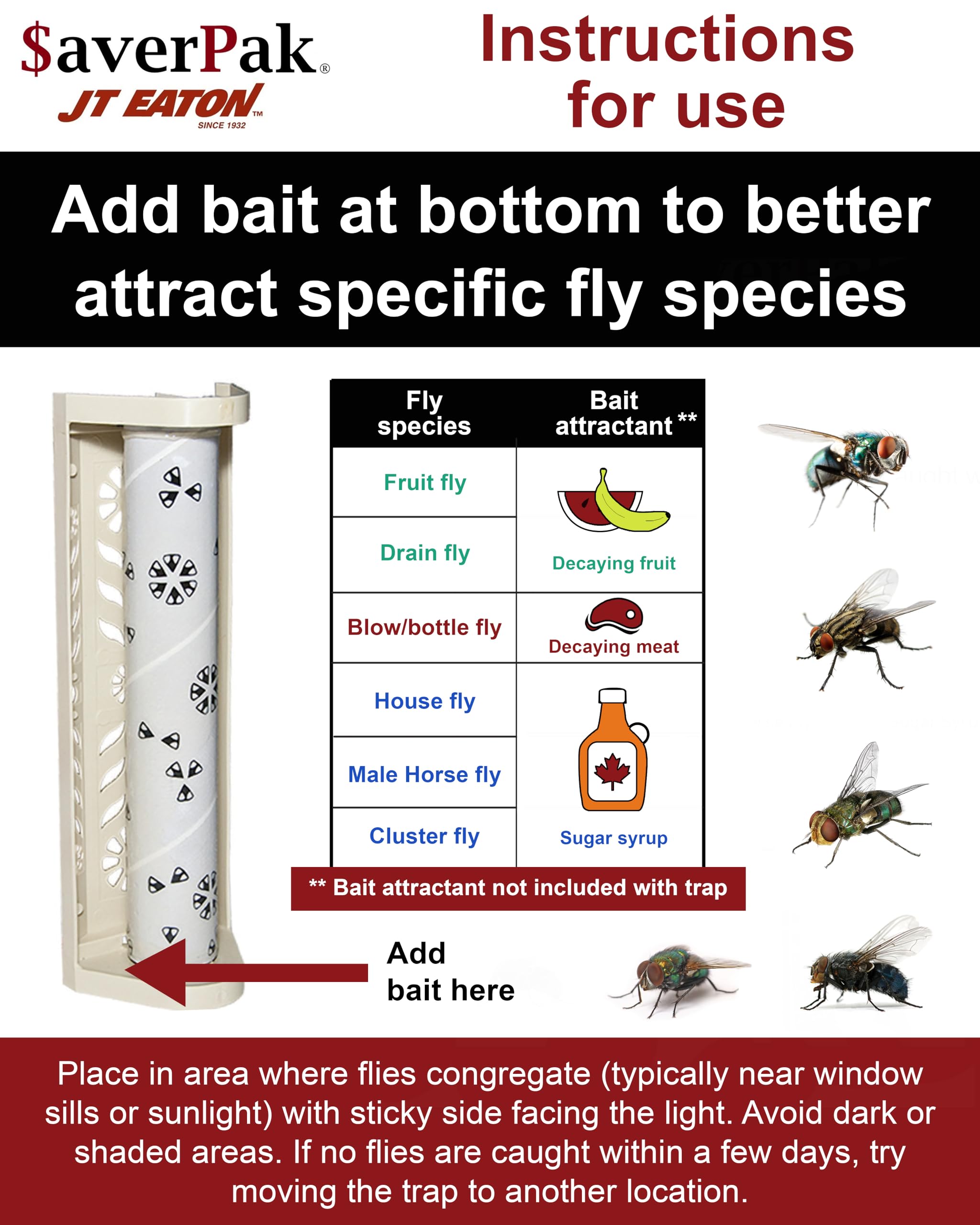 $averPak 4 Pack- 4 JT Eaton Stick-A-Fly Glue Fly Stick Traps