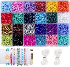 efivs arts 5000pcs seed beads 24 colors 6/0 4mm round loose pony beads waist craft beads kit rainbow beads diy crafting