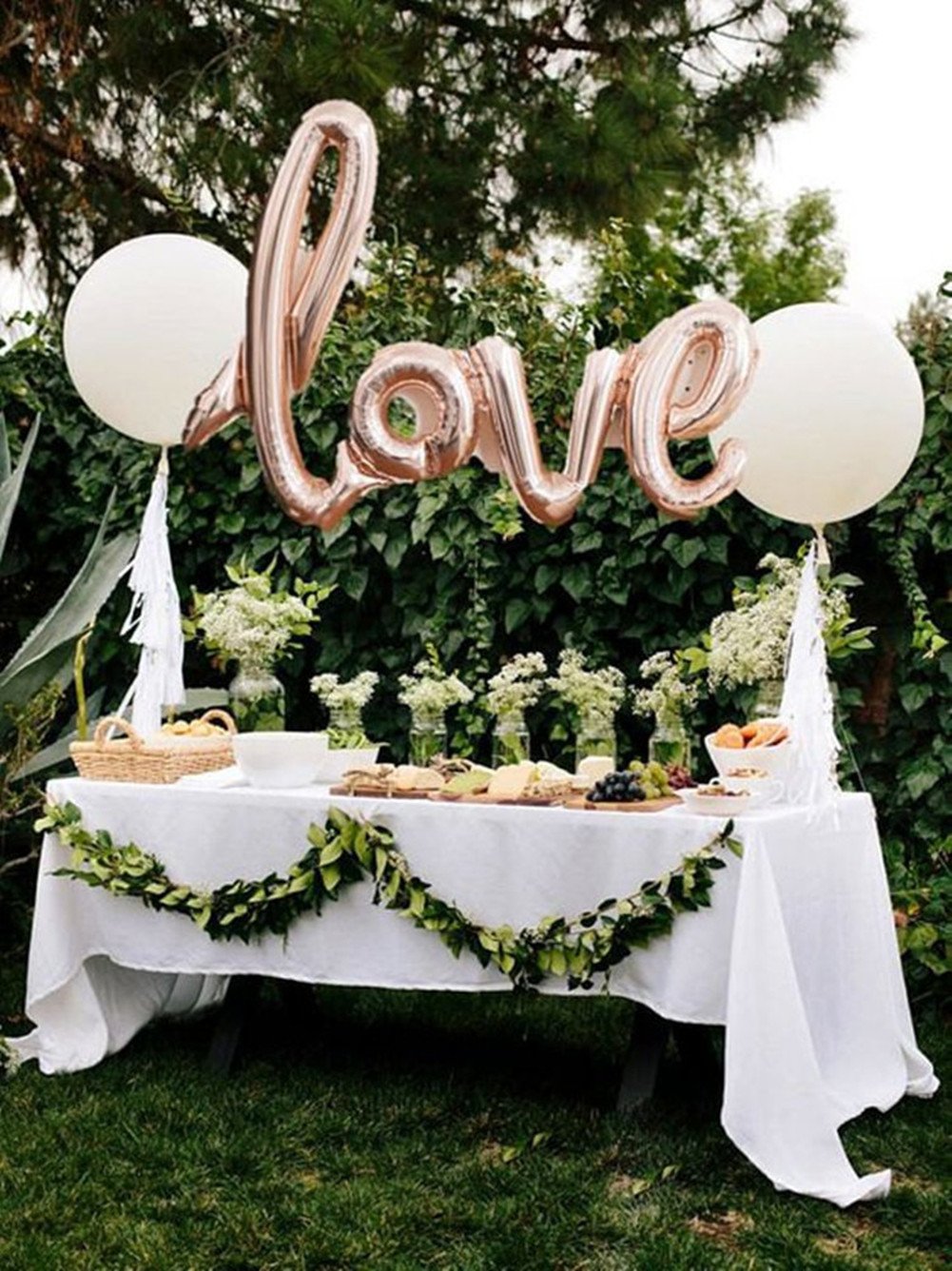 WULEEUPER Love Balloon Banner 42.5 Inches Handwriting Letter Giant Celebration Balloon Romantic Wedding Bridal Shower Anniversary Engagement Party Decoration (Champagne-Gold)