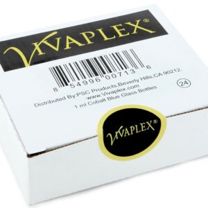 Vivaplex, 24, Cobalt Blue, 1 ml (1/4 Dram) Glass Bottles, with Orifice Reducers and Black Caps