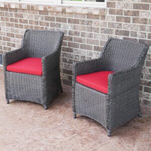 Sea Island Wicker CT-M-1-SP (CT-M-1) Patio Lounge Chair Set with Red Cushion