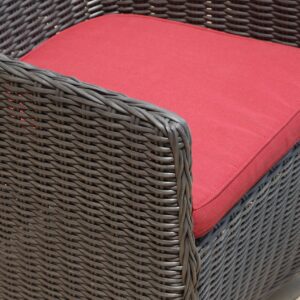 Sea Island Wicker CT-M-1-SP (CT-M-1) Patio Lounge Chair Set with Red Cushion