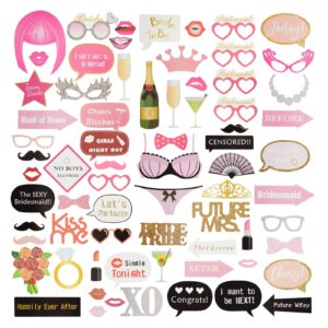 juvale 72 pieces bachelorette photo booth props and signs for bridal party selfies and decorations, assorted designs