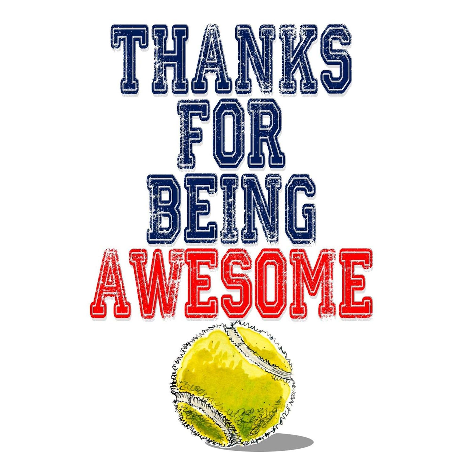 CafePress Thanks Awesome Tennis Card Greeting Cards Folded Greeting Card Matte