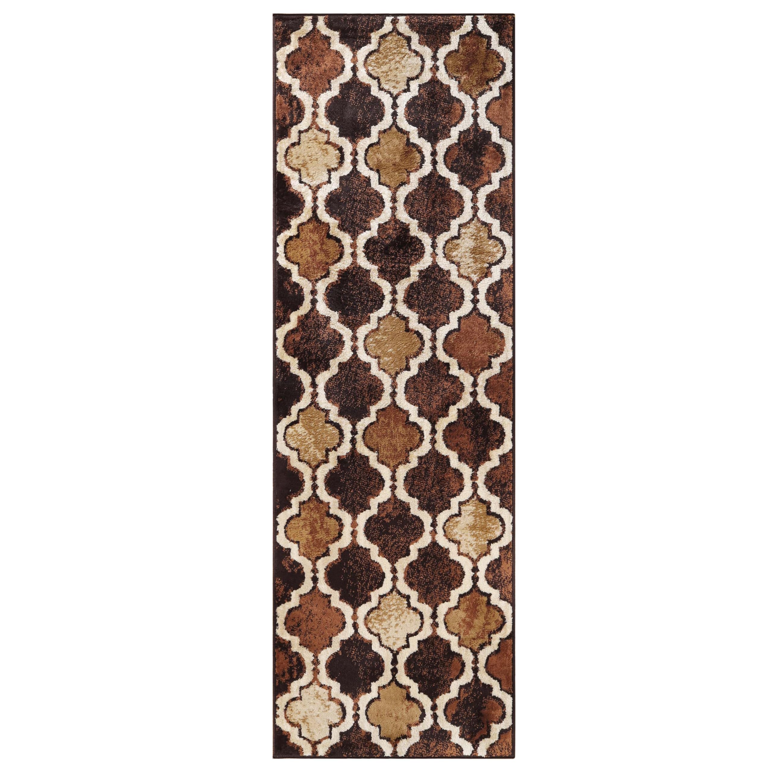 Superior Indoor Area Runner, Jute Backed, Perfect for Hallway, Living/ Dining Room, Bedroom, Office, Kitchen, Entryway, Modern Geometric Trellis Floor Decor, Viking Collection, 2' 7" x 8', Coffee