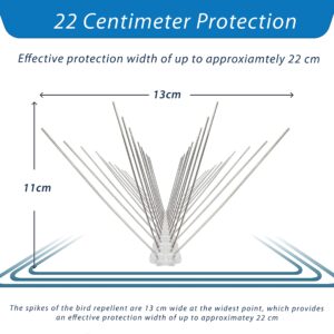 VIIRKUJA Bird Spikes 3 Metres Stainless Steel Pigeon Repellent 4 Rows Total Length 300 cm 6 Elements 50 cm Bird Repellent with Click Closure and Predetermined Breaking Points