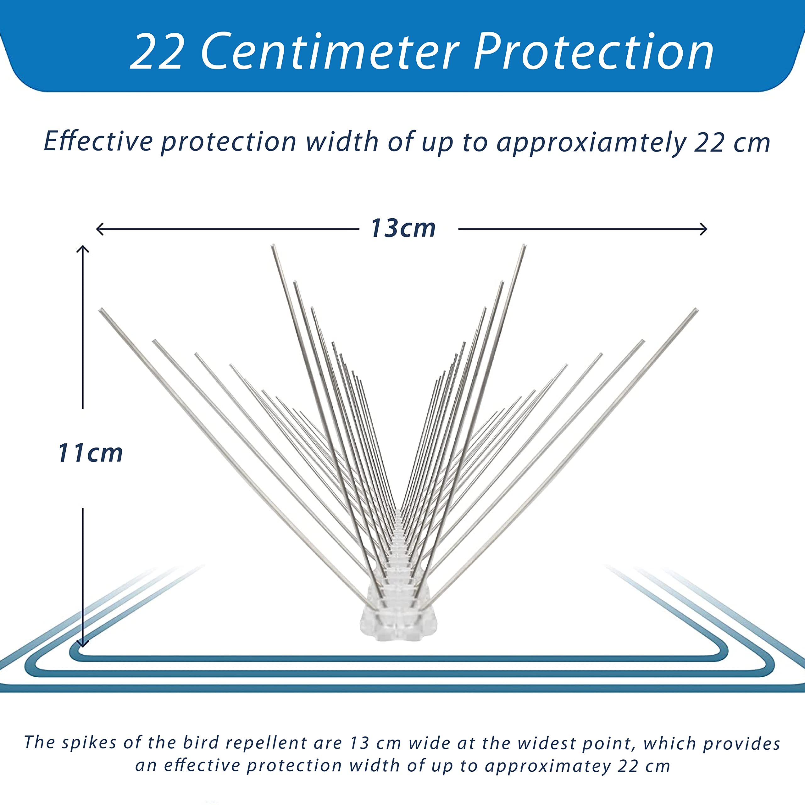 VIIRKUJA Bird Spikes 3 Metres Stainless Steel Pigeon Repellent 4 Rows Total Length 300 cm 6 Elements 50 cm Bird Repellent with Click Closure and Predetermined Breaking Points