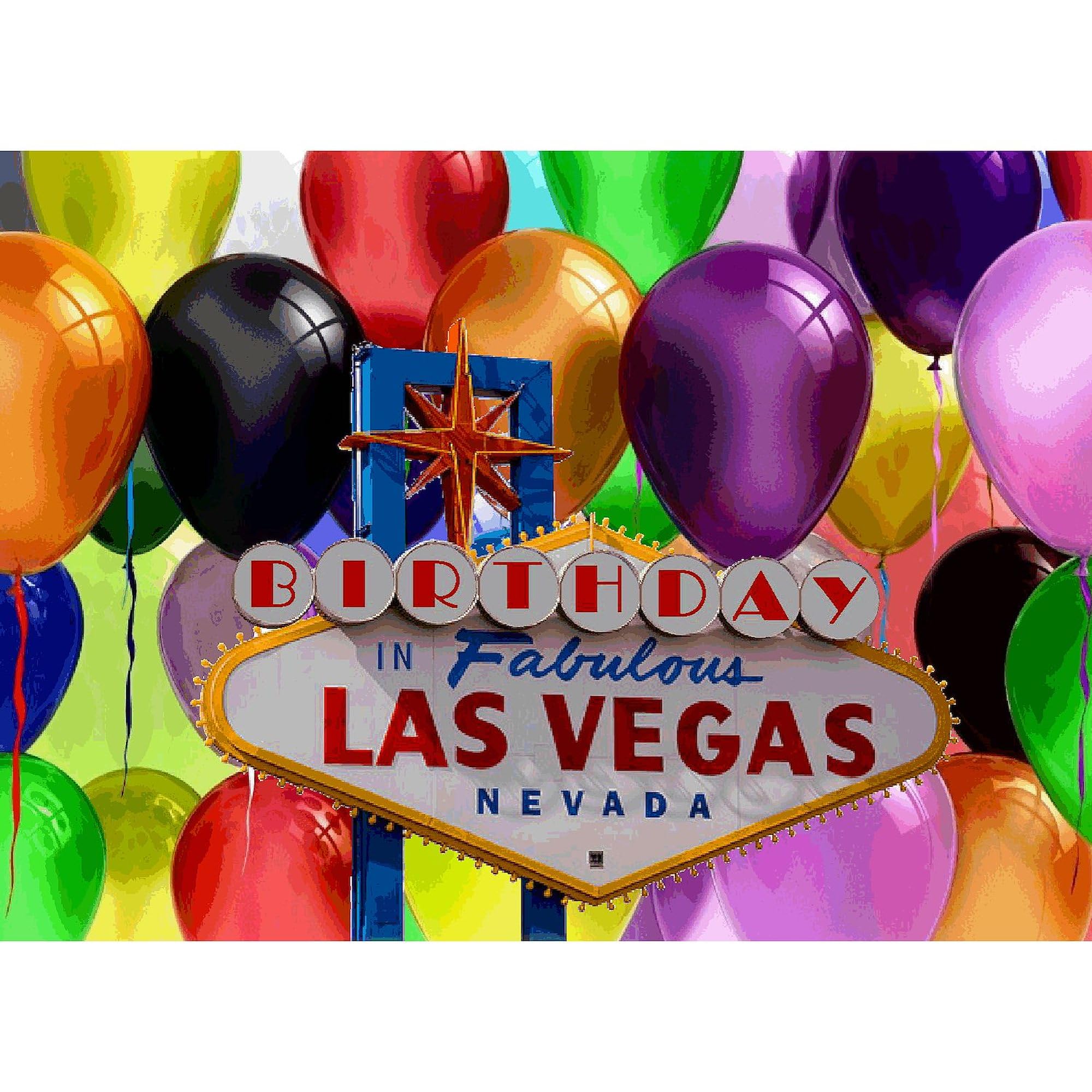 CafePress Birthday In Las Vegas Balloon Folded Greeting Card Glossy