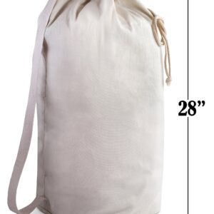 Handy Laundry Canvas Duffel Bag - Drawstring, Leather Closure, Shoulder Strap. (2-PACK)