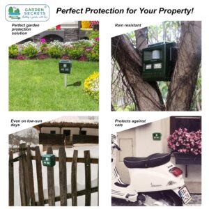 GARDEN SECRETS 3-in-1 Professional ULTRASONIC ANIMAL REPELLENT, Deer Raccoon Rabbit Skunk Possum Bear etc. deterrent, Keep the pests away from your property within 2-4 weeks, whole year full warranty!