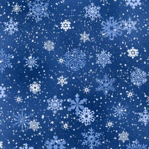 white snowflakes, dark blue and royal blue tonal background, landscape medley, elizabeth's studios, 532royal, by the yard