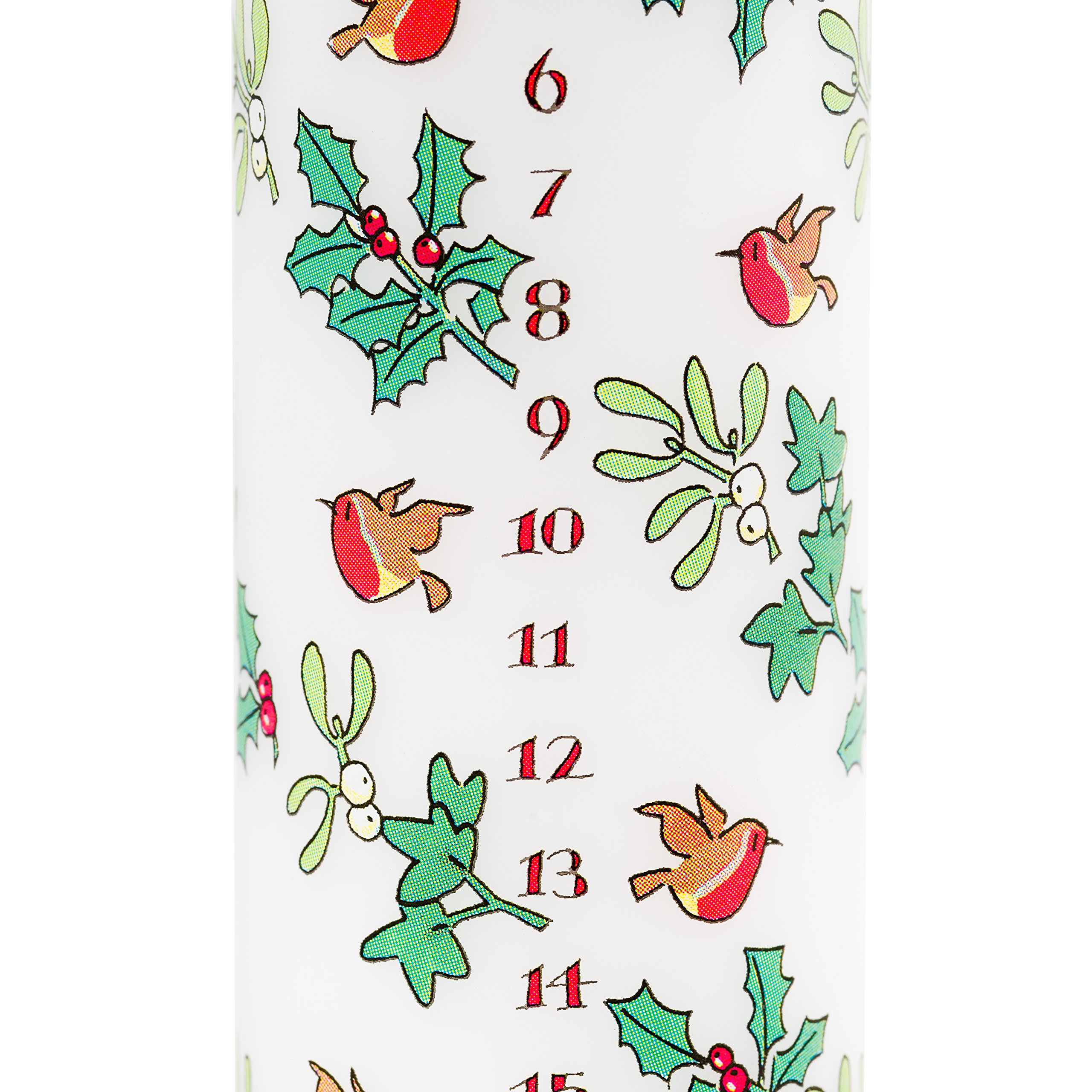 Alison Gardiner Christmas Advent Candle 'Holly and Ivy' Wax Pillar 50 Hours Burn Time Made in England